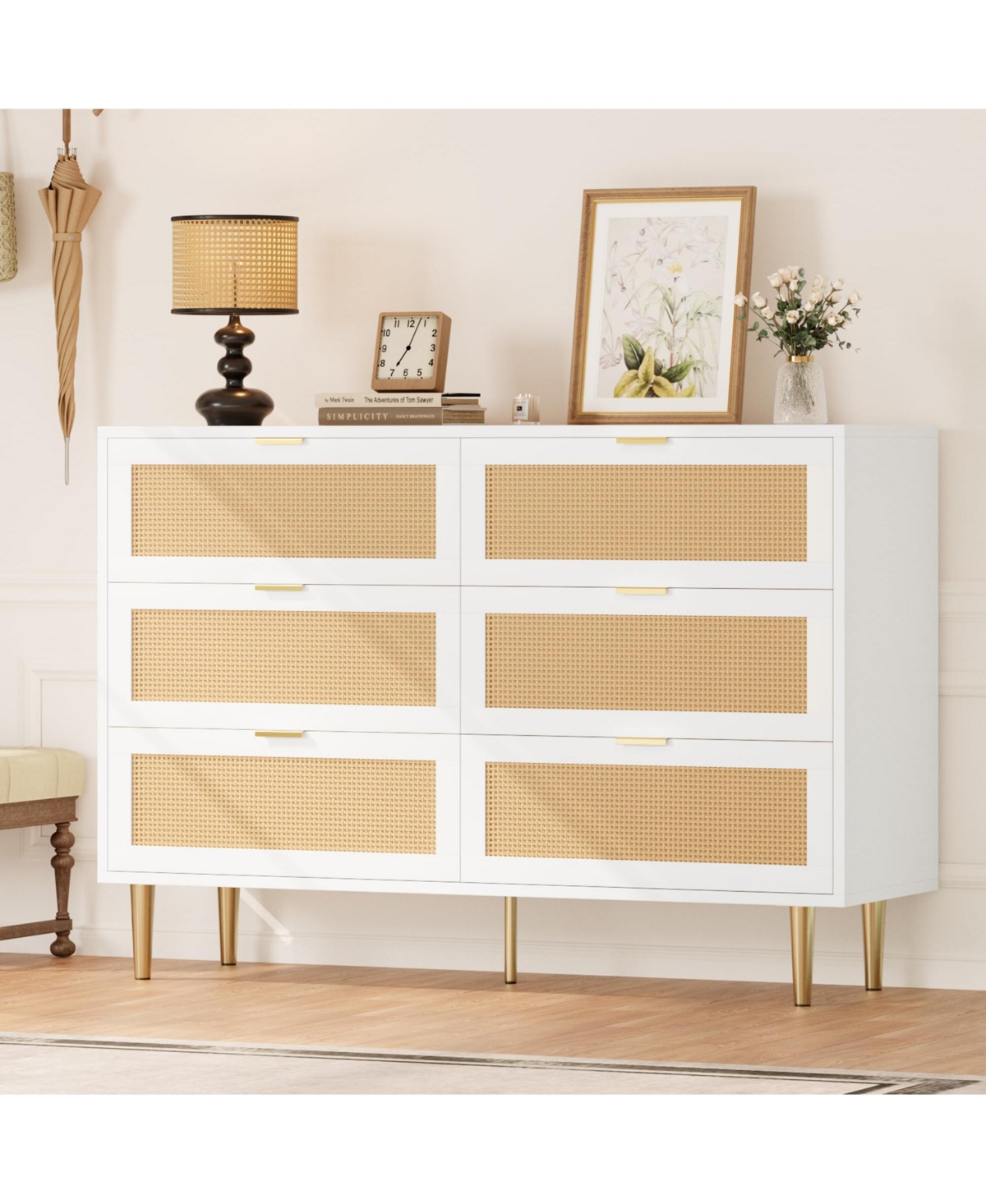 Click here for gaomon 6 Drawer Rattan Dresser for Bedroom  Bohemi... prices