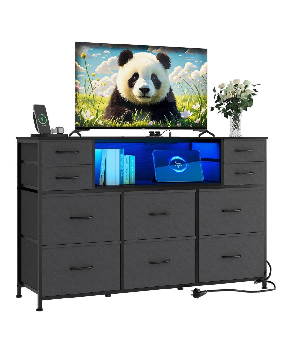 Click here for gaomon 10 Fabric Drawers Dresser with Led Lights... prices