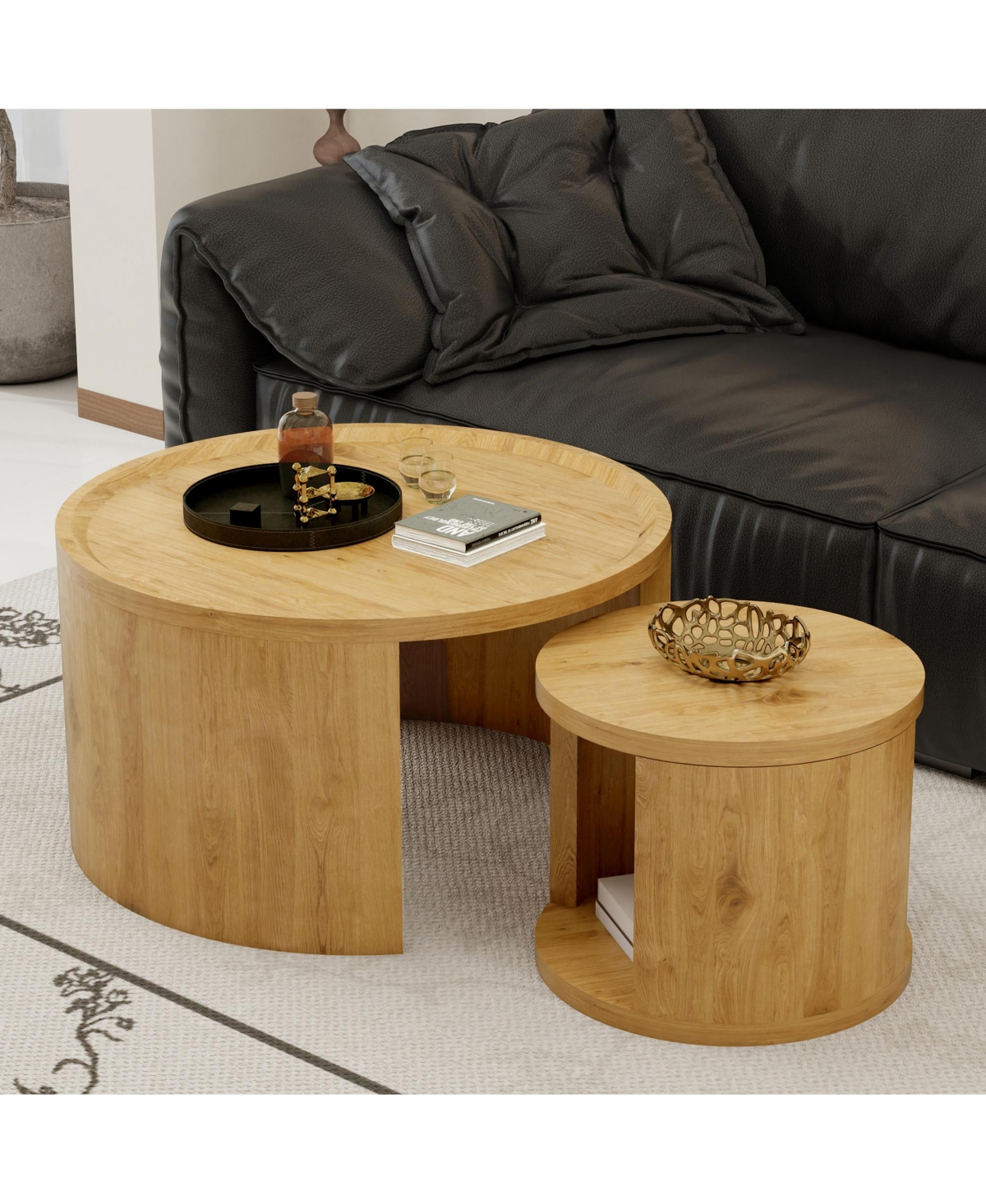 Click here for Rainsken Round Nesting Coffee Table Set of 2 - Mod... prices