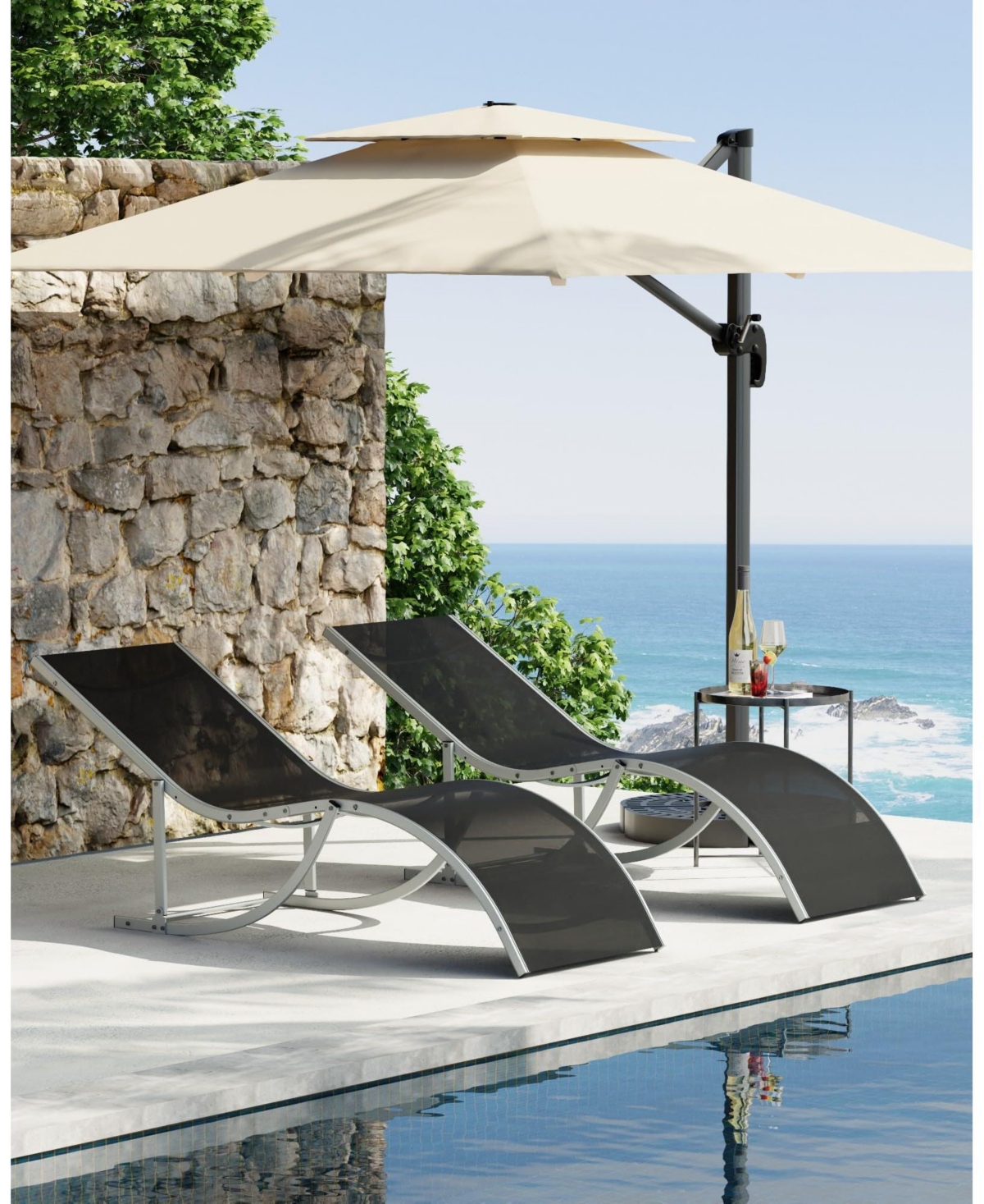Click here for homfan Set of 2 S-Shaped Patio Chaise Lounge Chair... prices