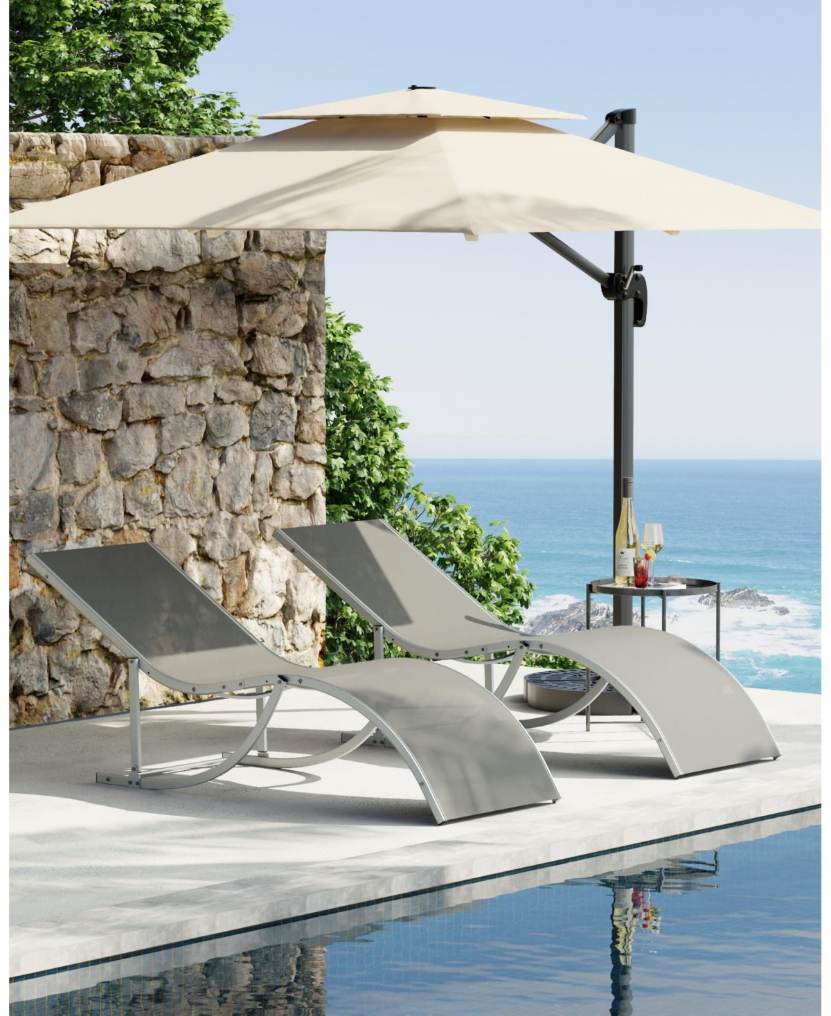 Click here for homfan Set of 2 S-Shaped Patio Chaise Lounge Chair... prices