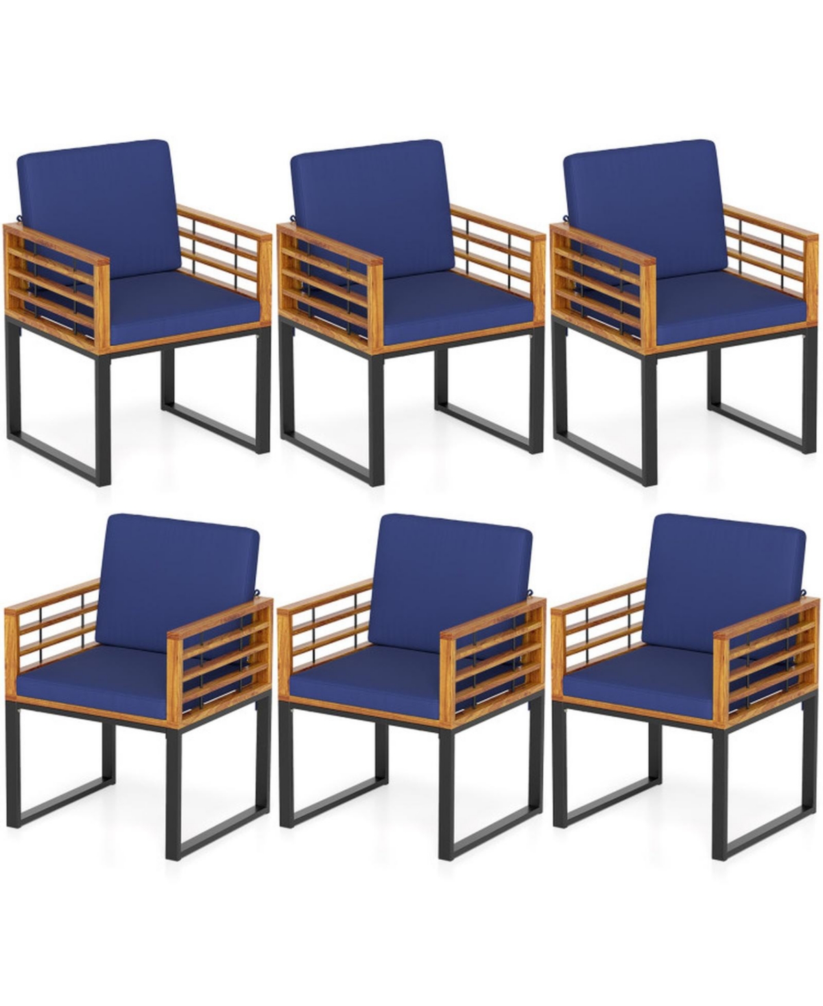 Click here for Gouun Acacia Wood Patio Dining Chairs Set of 6 wit... prices
