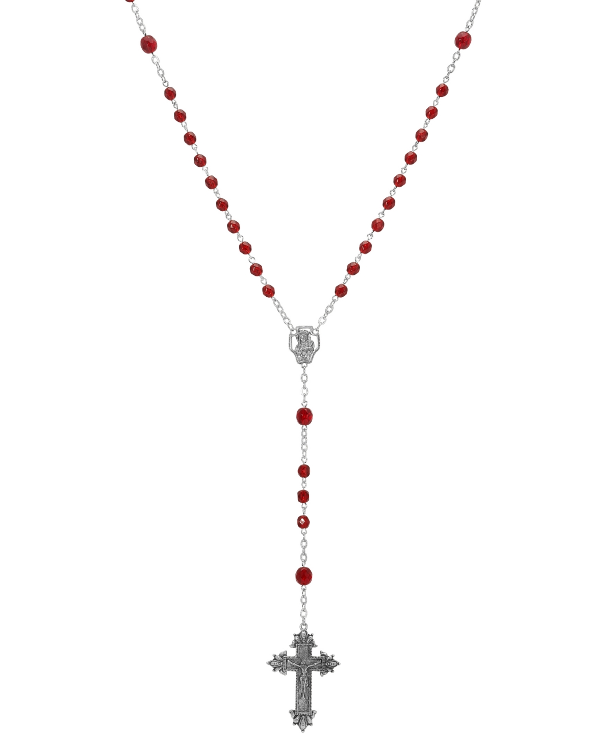 Click here for Symbols of Faith Silver-tone Dark Red Beaded Cruci... prices
