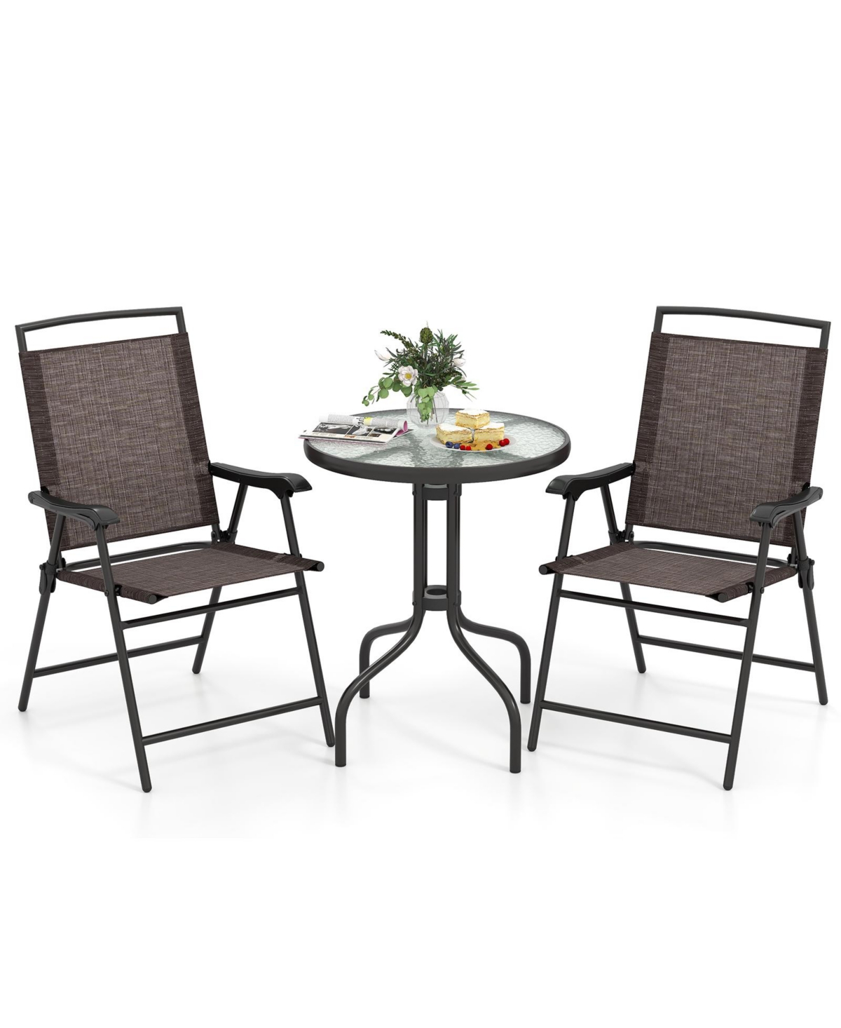 Click here for Gymax 3 Pcs Outdoor Bistro Dining Furniture Set w/... prices