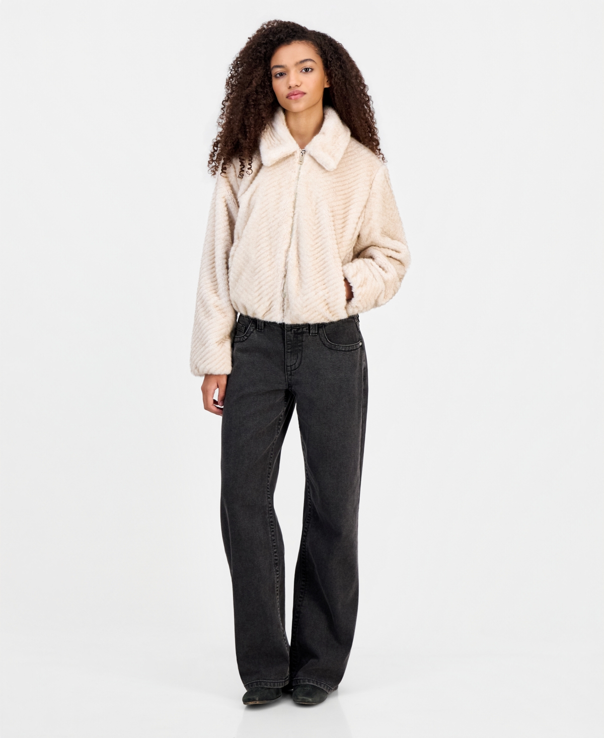 Click here for CoffeeShop Womens Faux-Fur Chevron Jacket  Created... prices