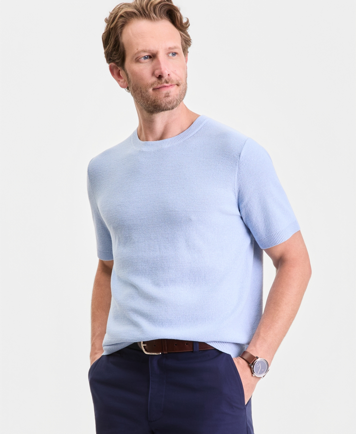 Click here for Club Room Mens Short-Sleeve Boucle Sweater T-Shirt... prices