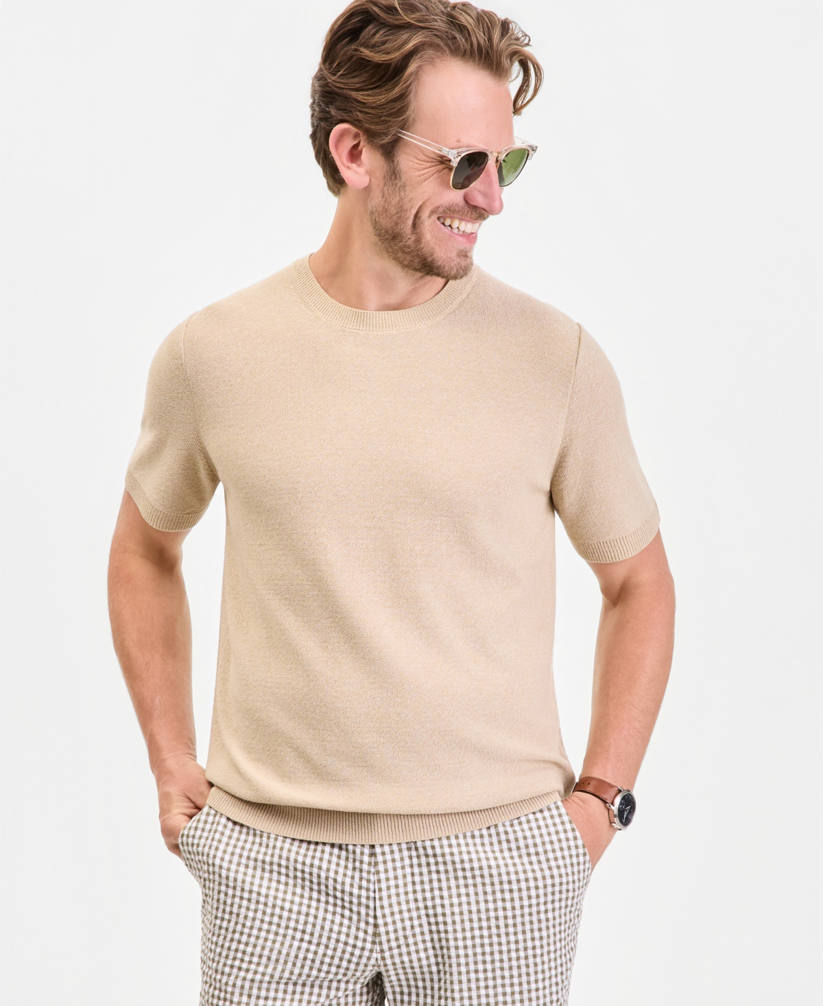 Click here for Club Room Mens Short-Sleeve Boucle Sweater T-Shirt... prices