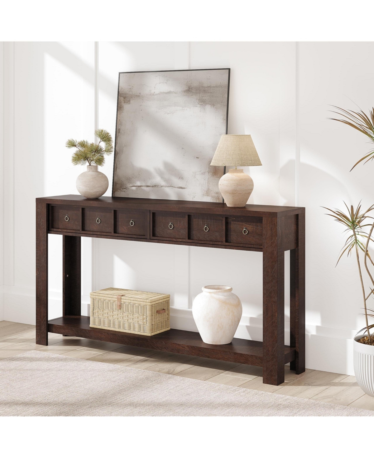 Click here for gaomon 54-Inch Farmhouse Wooden Console Table with... prices