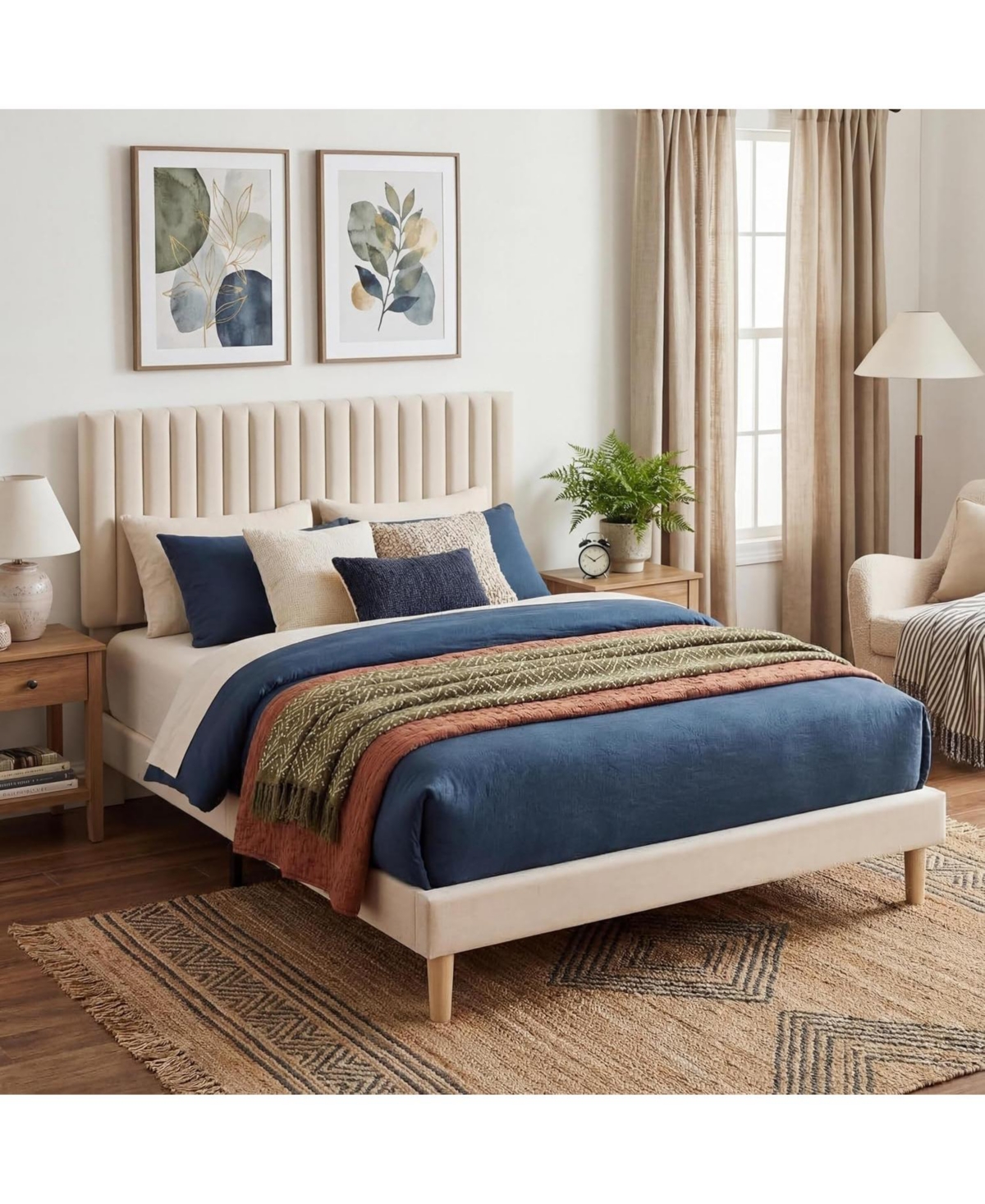 Click here for gaomon Twin Upholstered Bed Frame with Vertical Ch... prices