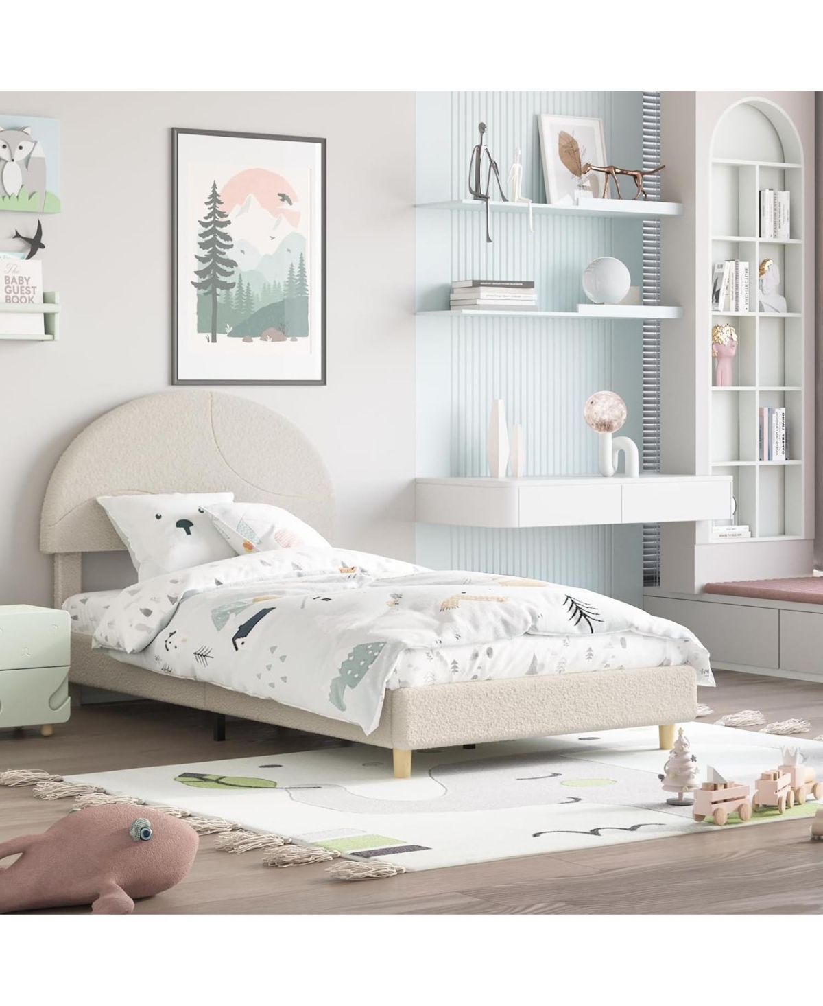 Click here for gaomon Twin Teddy Boucle Bed Frame with Upholstere... prices