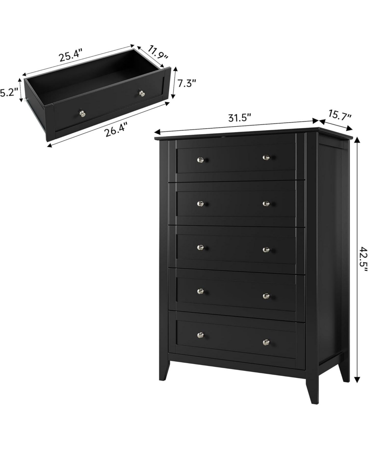 Click here for gaomon 5-Drawer Deep Drawers with Metal Knobs Tall... prices