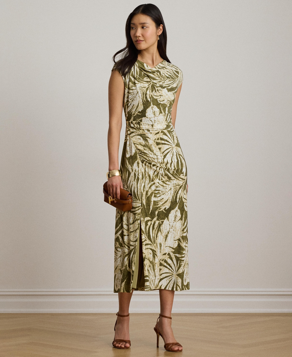 Click here for Lauren Ralph Lauren Womens Palm-Frond-Print Cowl N... prices