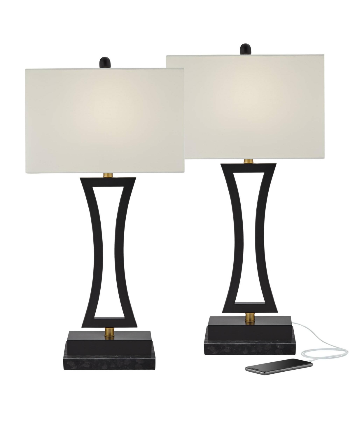 Click here for 360 Lighting Roxie Modern Table Lamps Set of 2 wit... prices