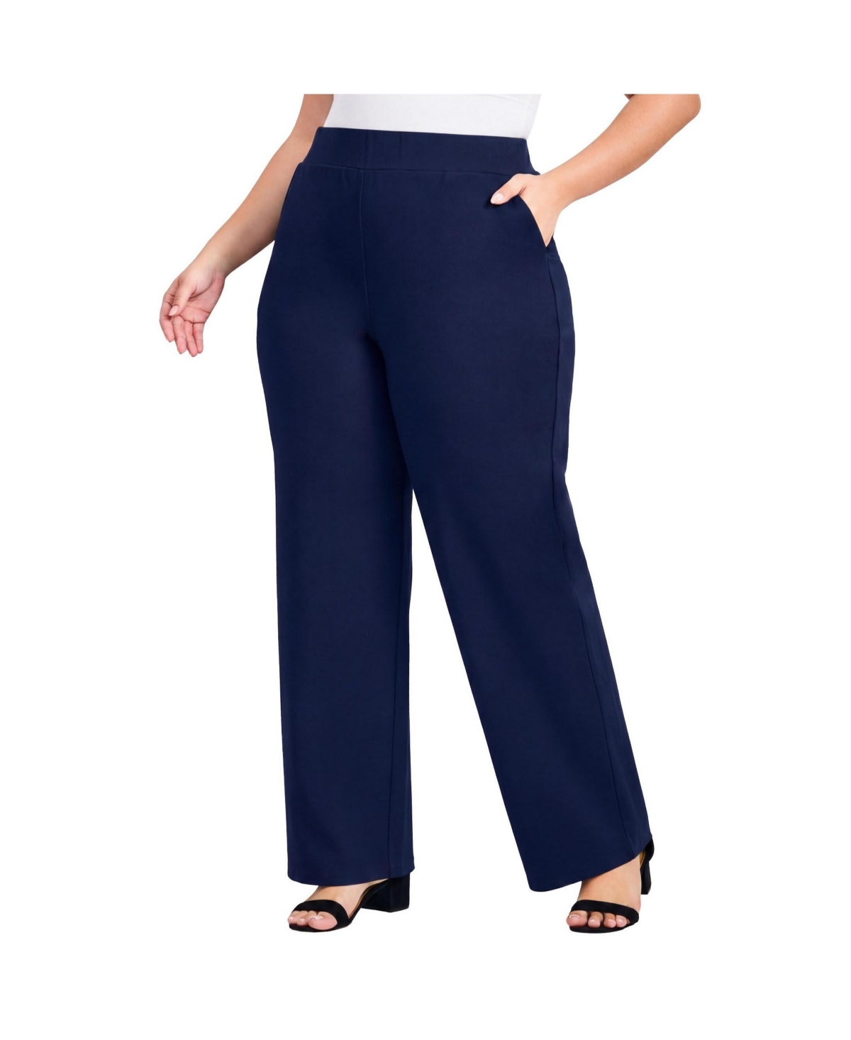Click here for Avenue Womens Zoe Ponte Straight Leg Pants - Navy prices