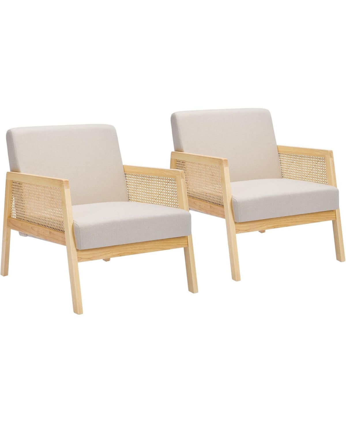 Click here for gaomon Wood Accent Armchair with Rattan Backrest a... prices