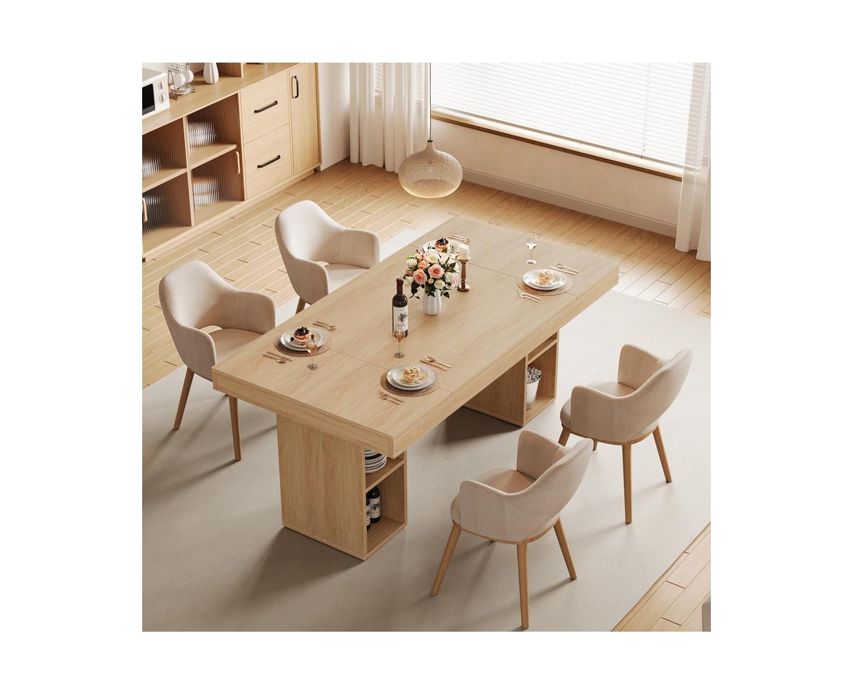 Click here for gaomon 4-6 Person Farmhouse Wooden Dining Table wi... prices