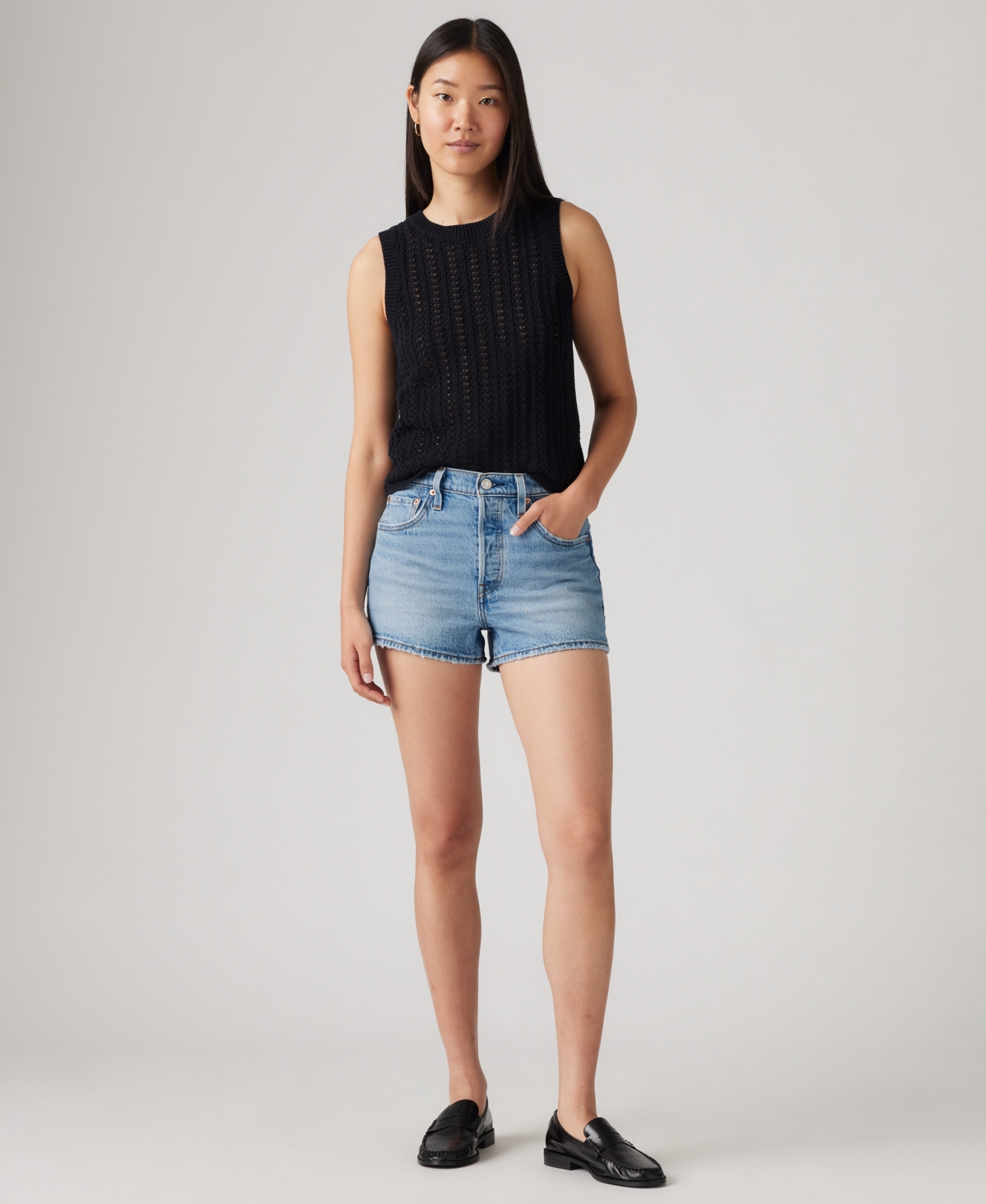 Click here for Levis Womens 501 Button Fly High-Rise Denim Shorts... prices