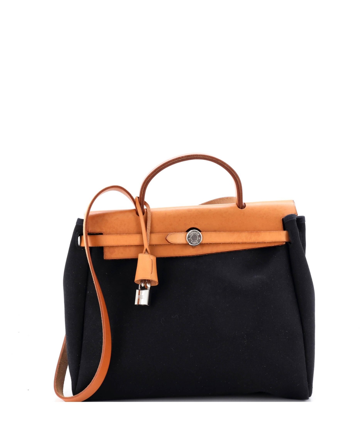 Click here for Pre-Owned HERMES Pm Herbag Toile and Leather - Nat... prices
