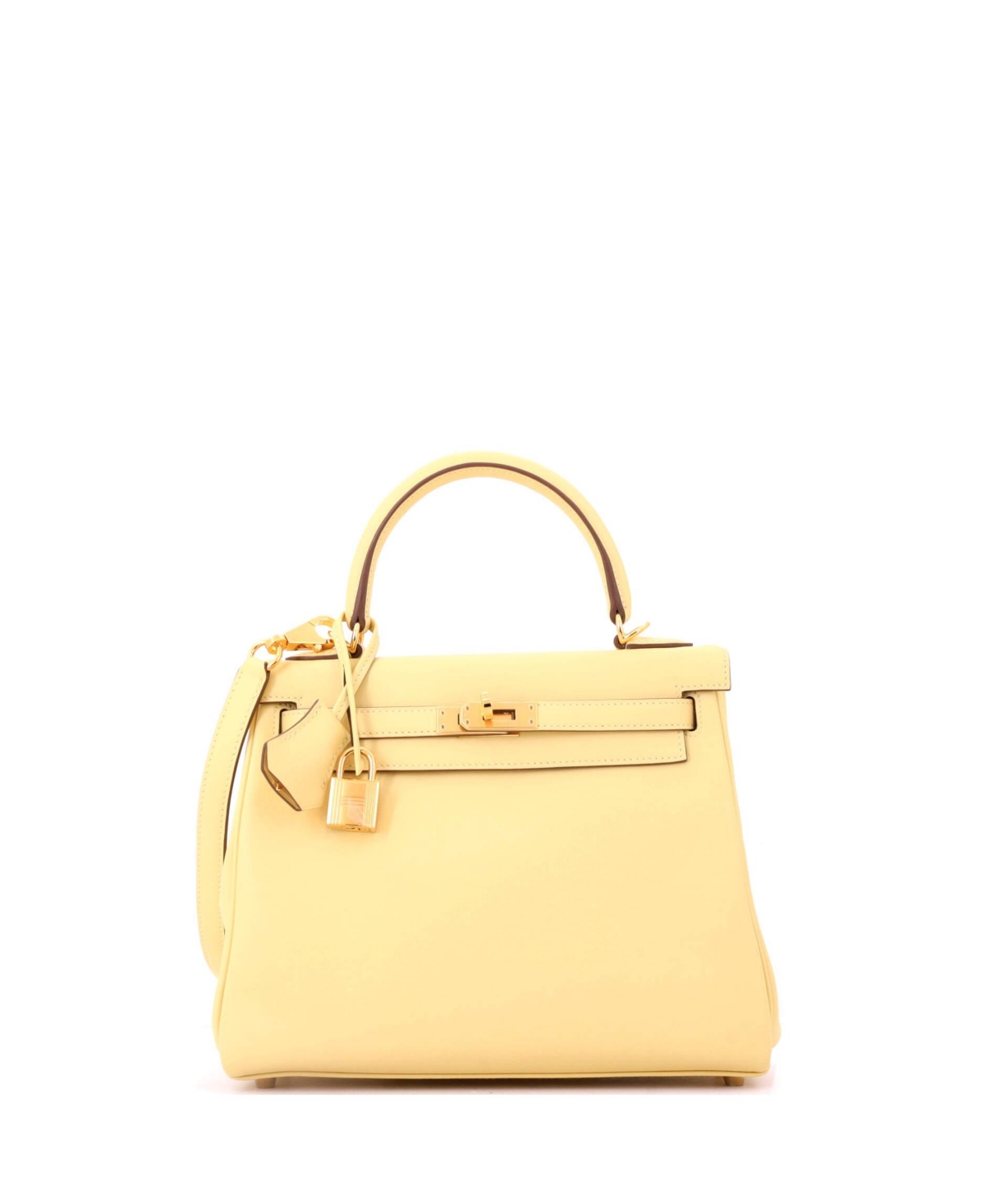Click here for Pre-Owned HERMES Kelly 25 Handbag Yellow Swift wit... prices
