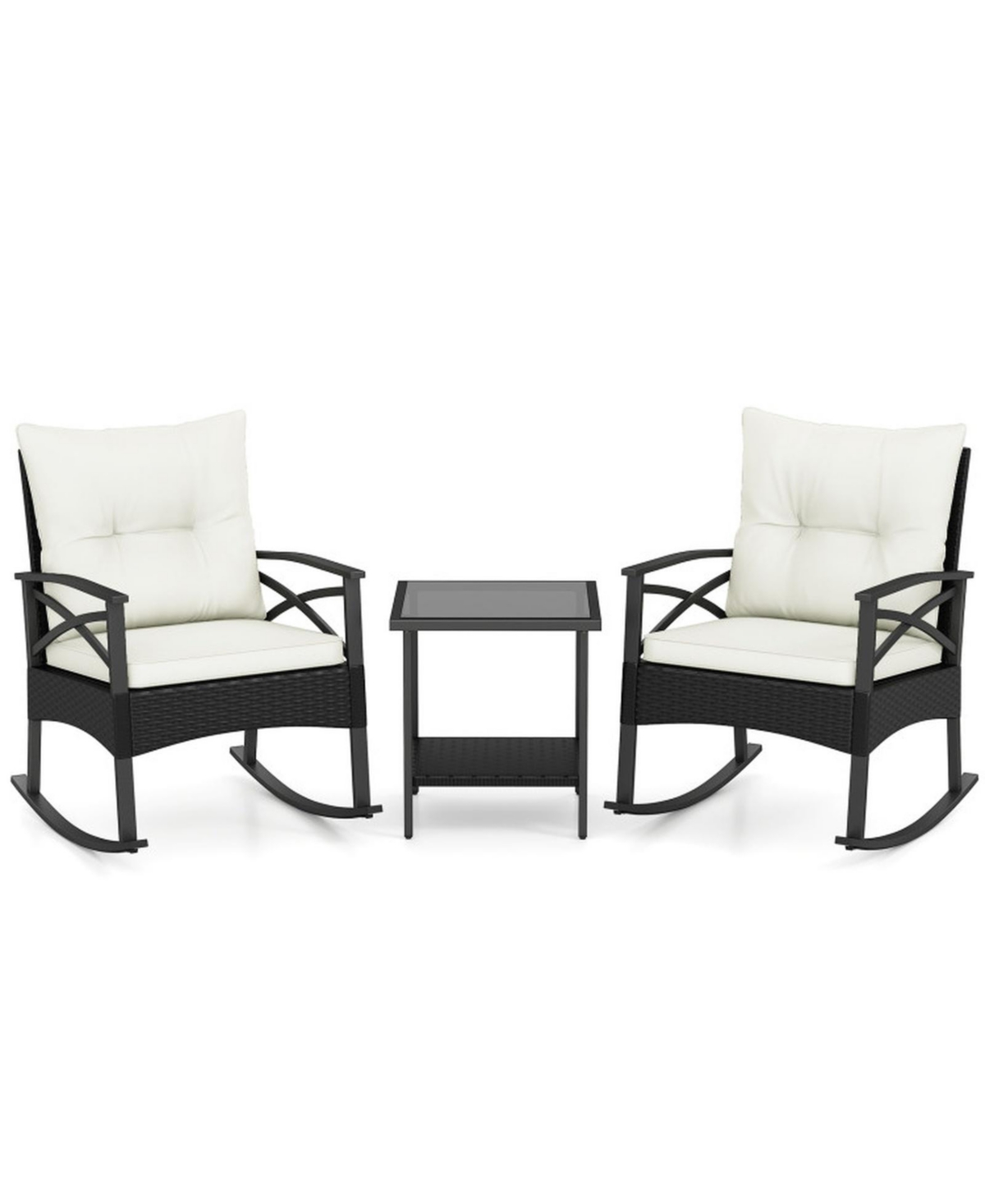 Click here for Gouun 3-Piece Rattan Rocking Chair Set with Tiered... prices