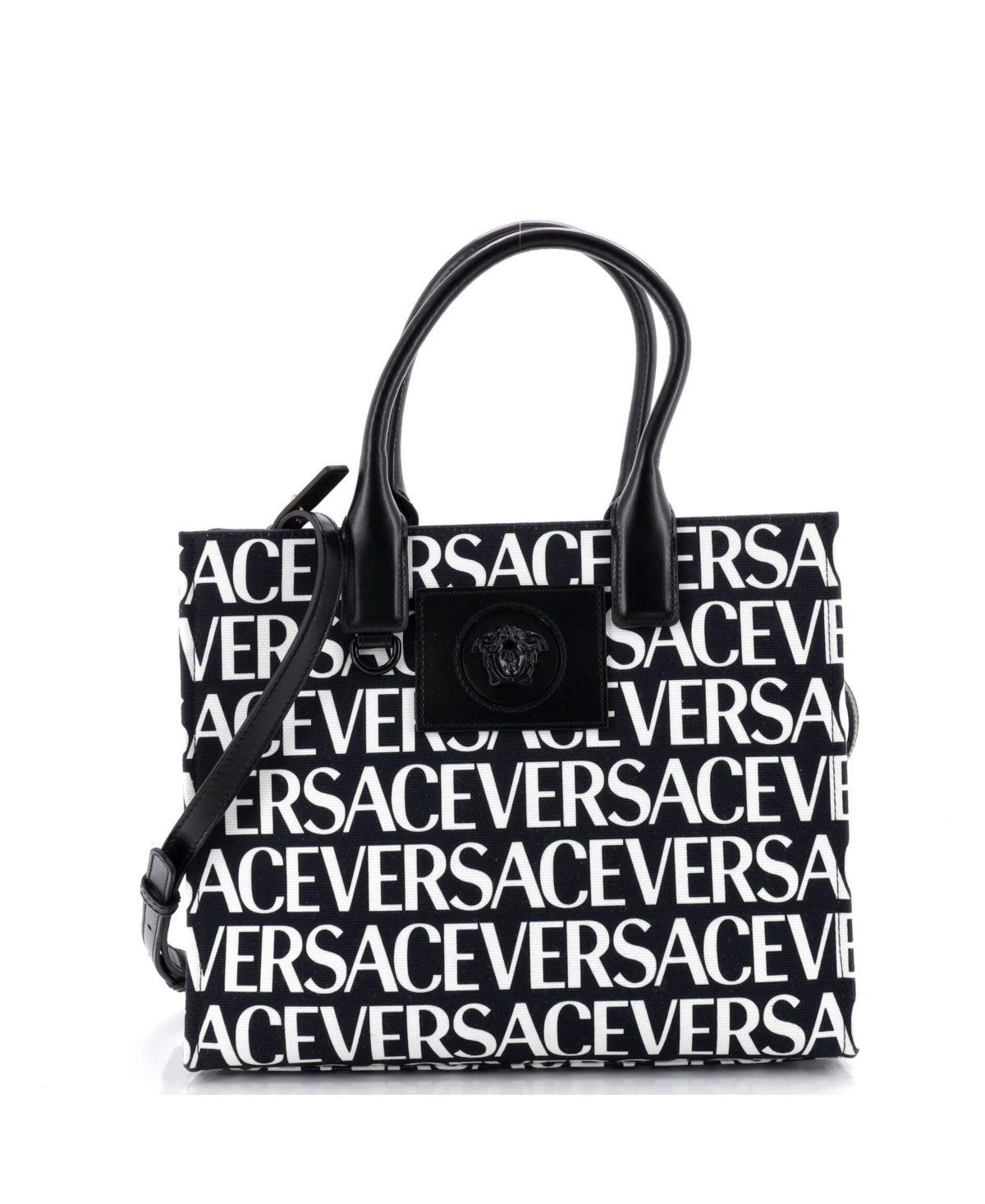 Click here for Pre-Owned Versace Small La Medusa Tote All Over Lo... prices