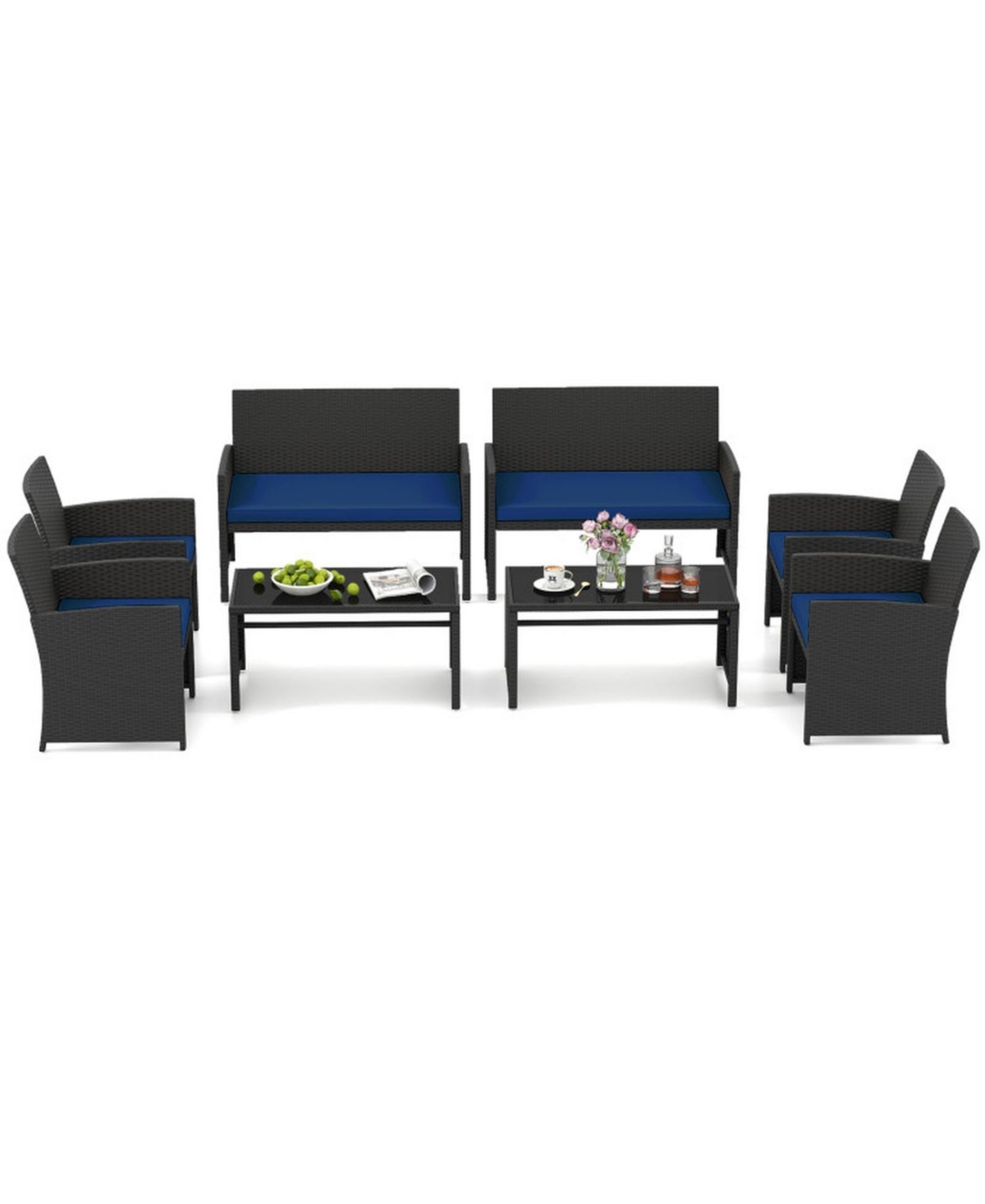 Click here for Gouun 4-Piece Rattan Patio Set with Loveseat  Chai... prices