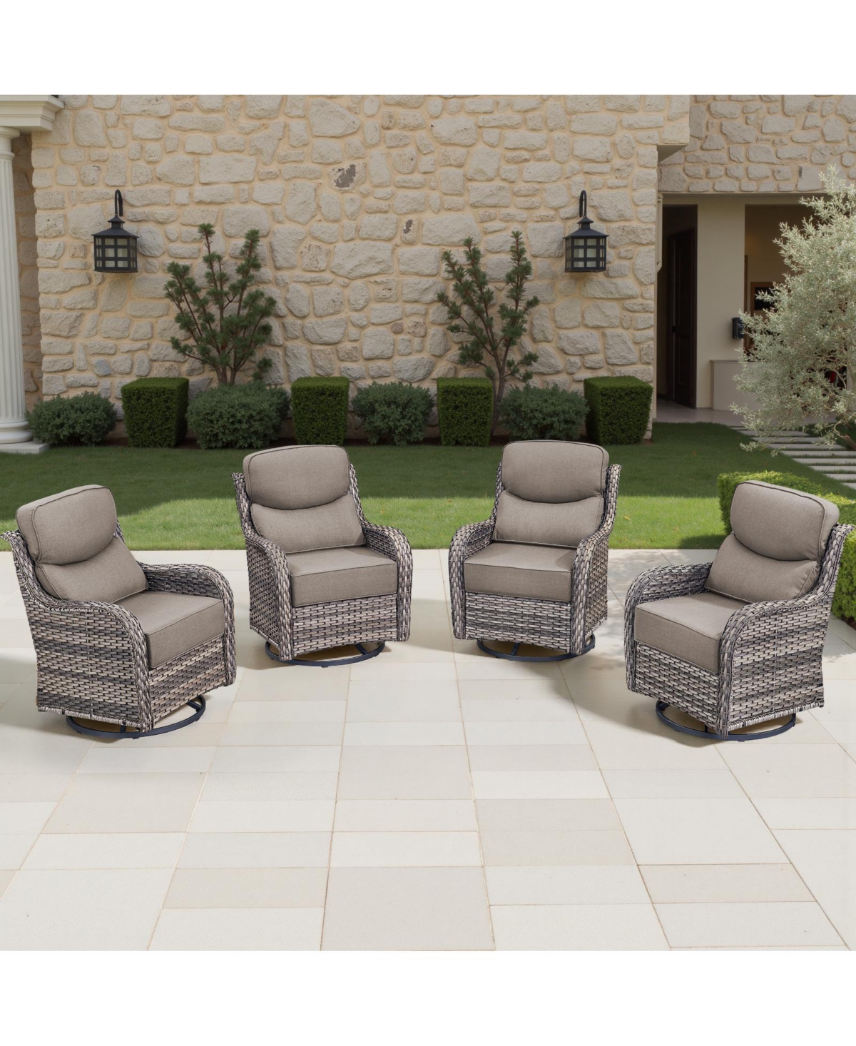 Click here for Outdoor Swivel Rocker Patio Chairs Set of 4-6 Thic... prices