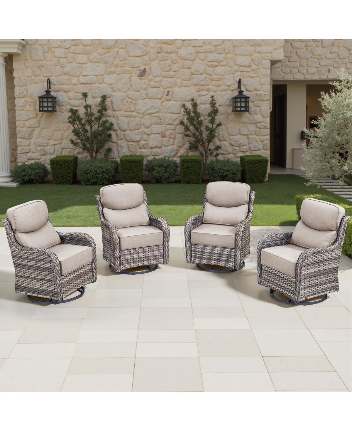 Click here for Outdoor Swivel Rocker Patio Chairs Set of 4-6 Thic... prices
