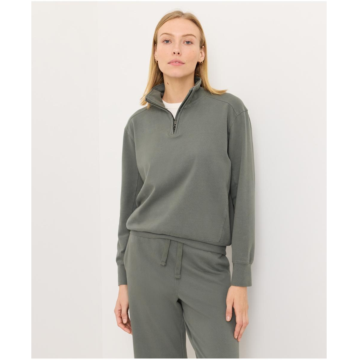 Click here for Pact Womens Cloud Knit Quarter Zip Made with Organ... prices