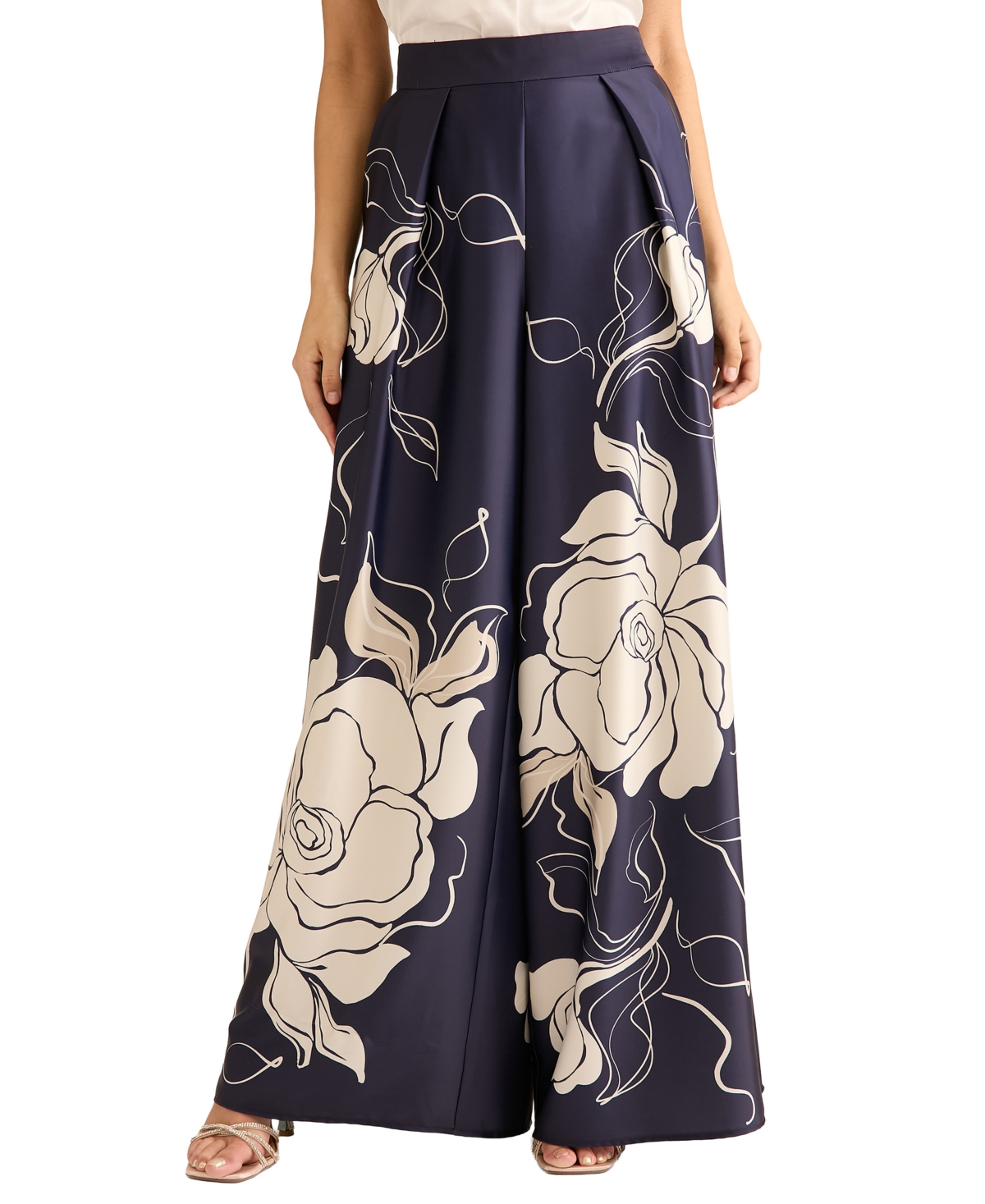 Click here for Muse Womens Front Pleat Wide-Leg Pants - Navy/Cham... prices