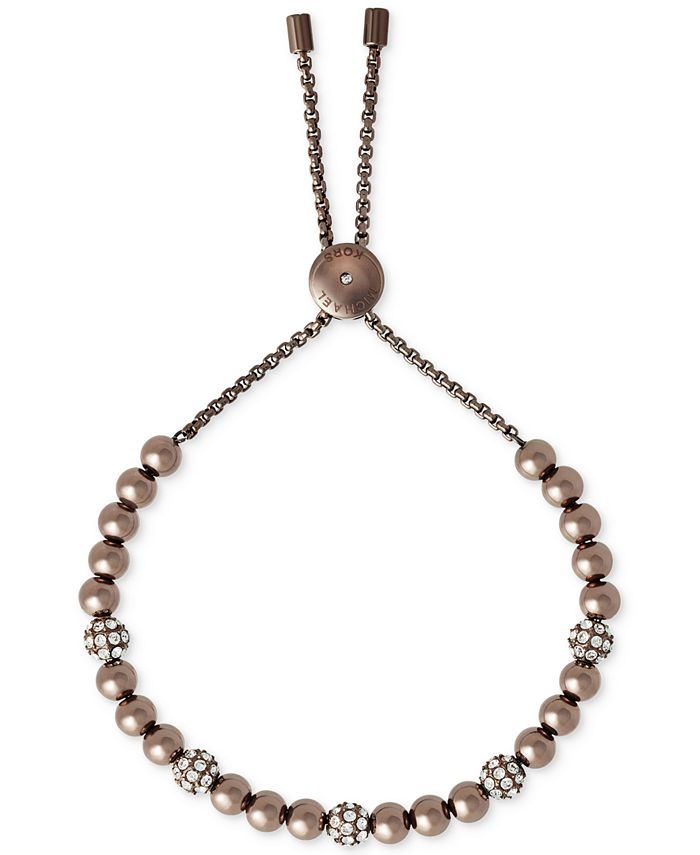 Michael Kors Bronze-Tone Sable Bead Slider Bracelet - Macy's