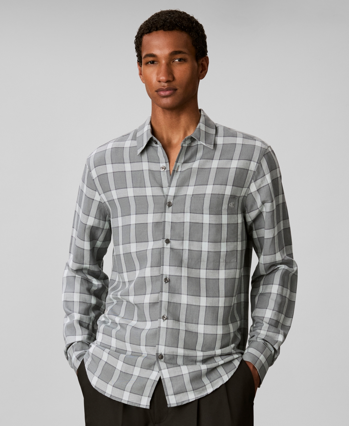 Click here for Calvin Klein Mens Yarn-Dyed Plaid Classic Shirt -... prices