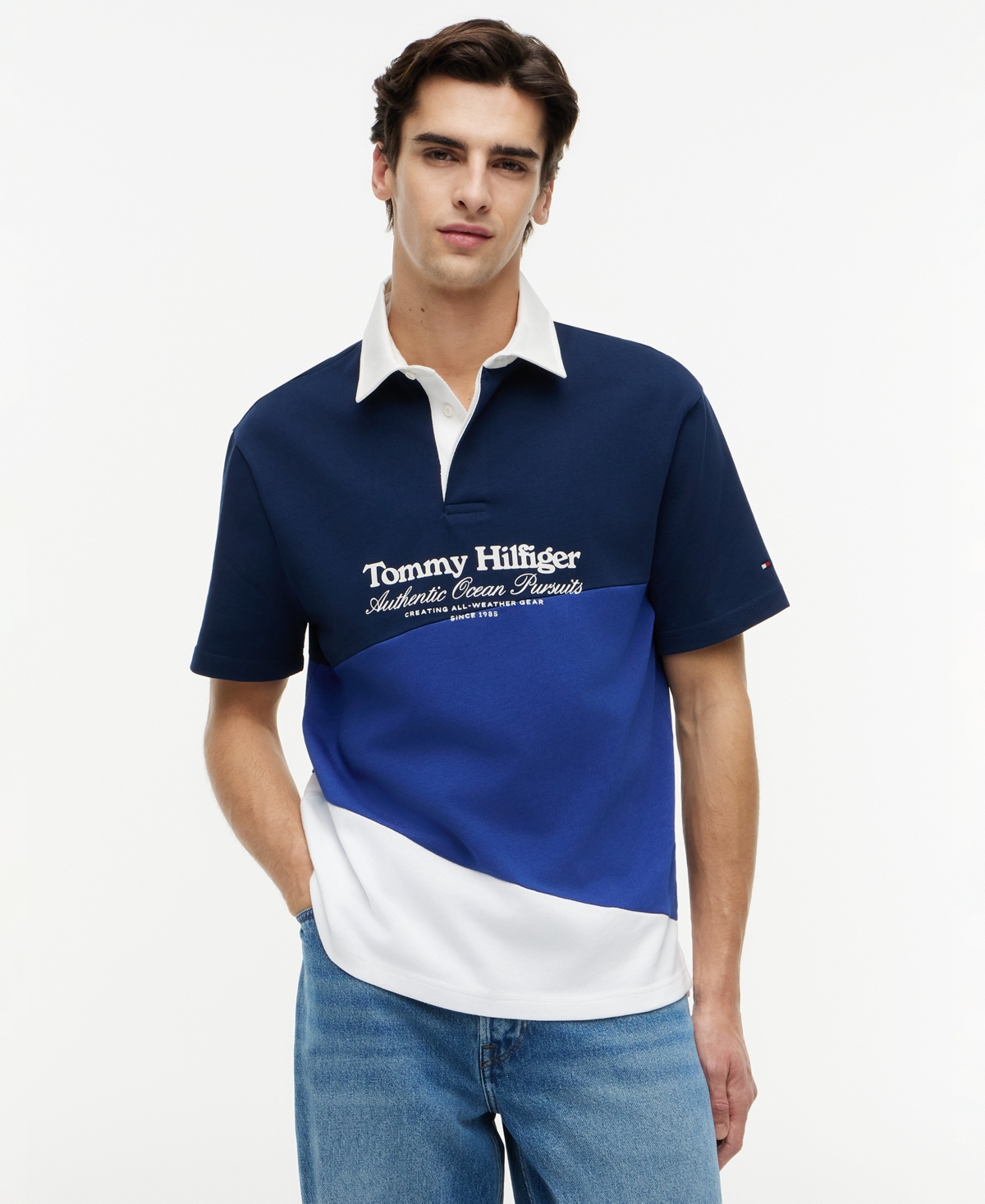 Click here for Tommy Hilfiger Mens Graphic Color-Block Polo Shirt... prices