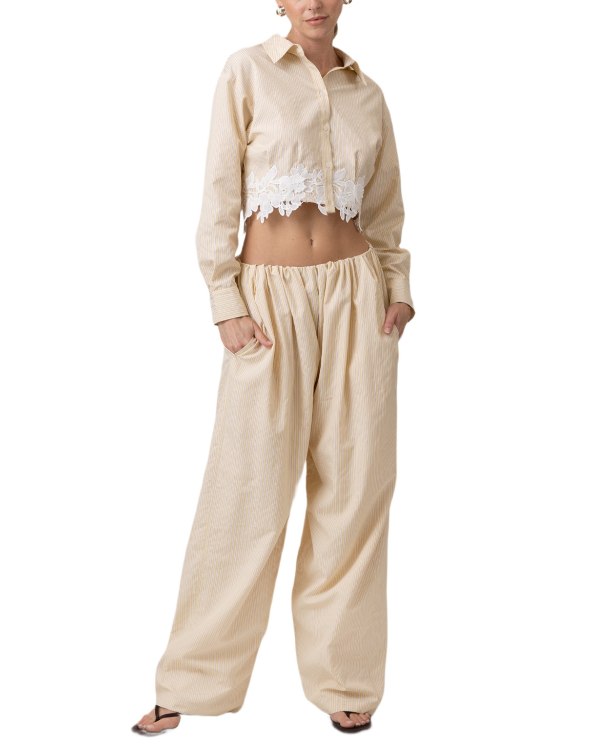 Click here for Line & Dot Womens Noemi Wide-Leg Pants - Yellow Mu... prices