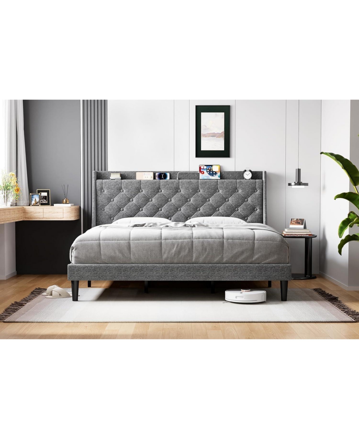 Click here for gaomon King Upholstered Bed Frame with Usb Ports... prices