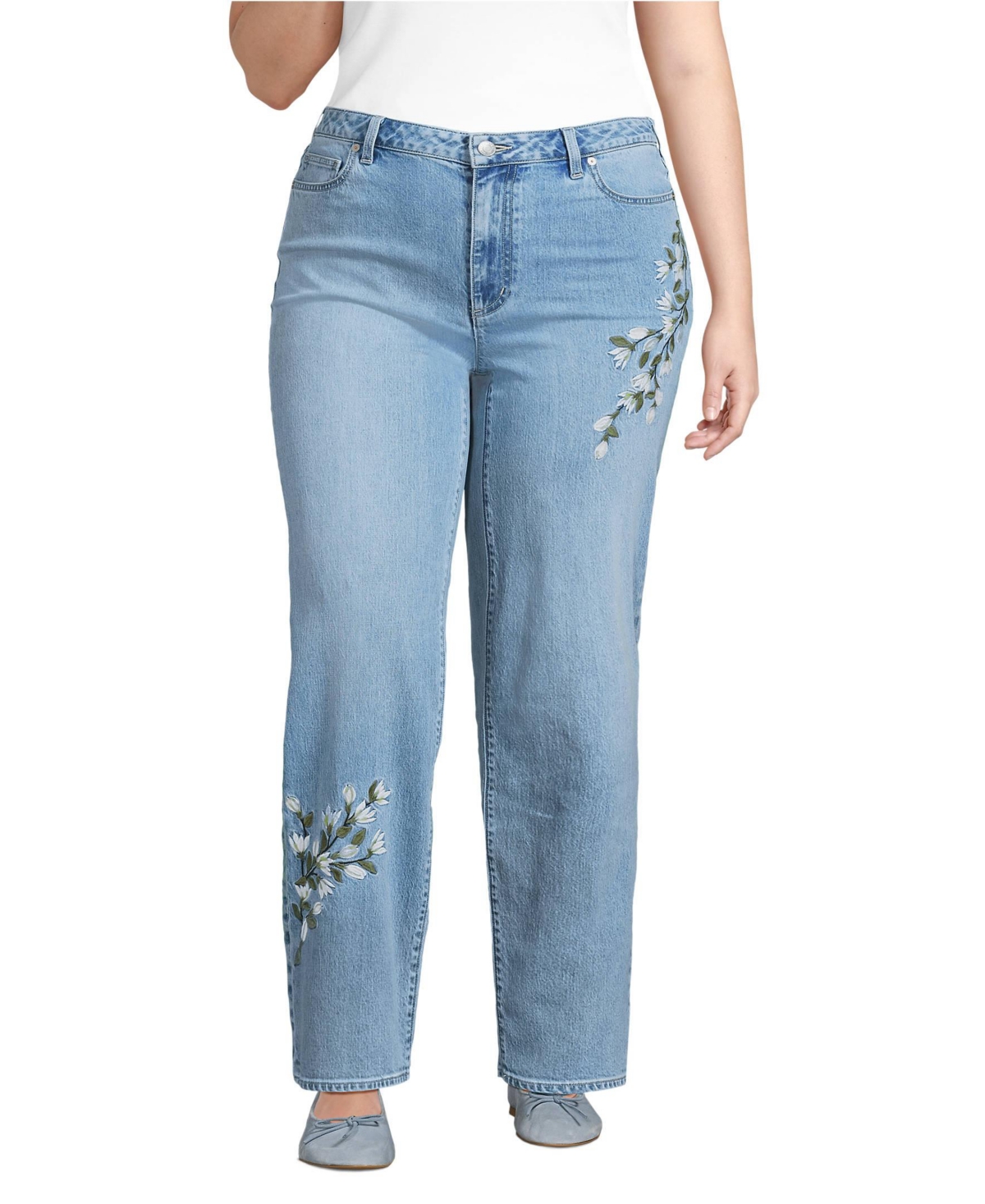 Click here for Lands End Womens Soft Denim Mid Rise Relaxed Strai... prices