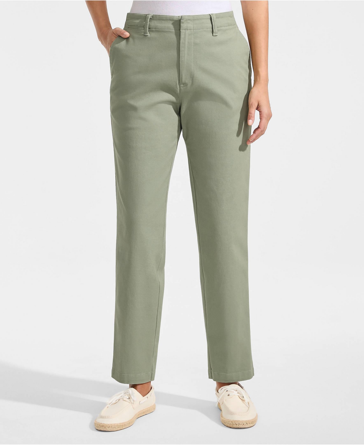 Click here for Lands End Womens Mid Rise Classic Straight Leg Chi... prices