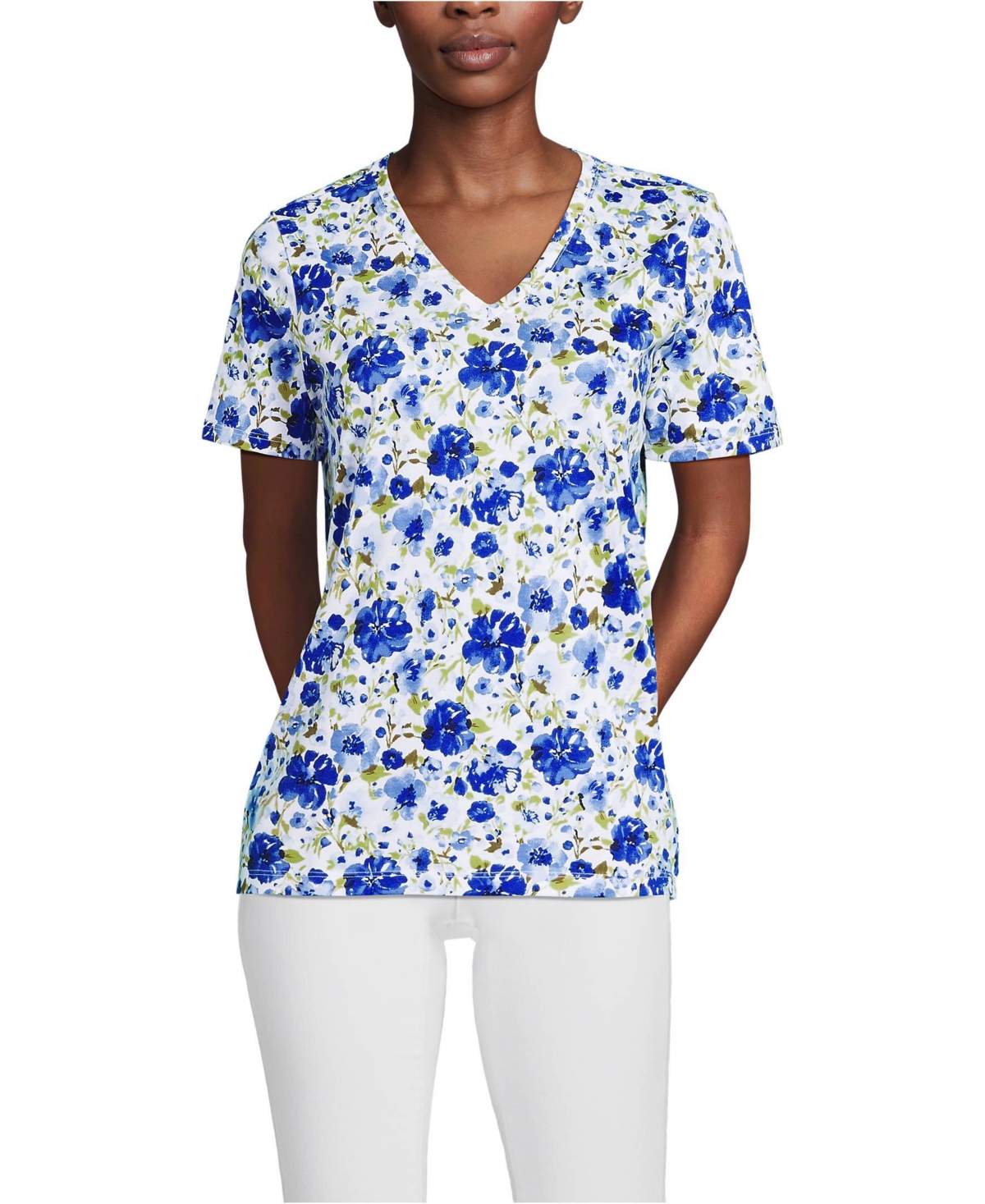 Click here for Lands End Womens Tall Relaxed Supima Cotton V-Neck... prices