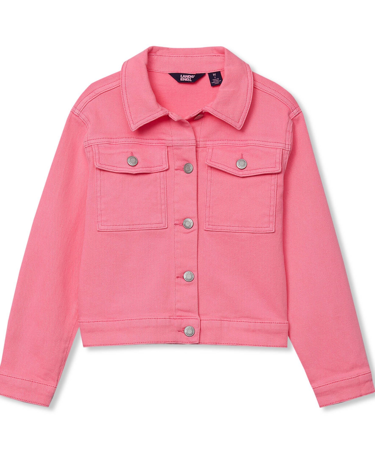 Click here for Lands End Girls Boxy Denim Jacket - Pink cotton ca... prices