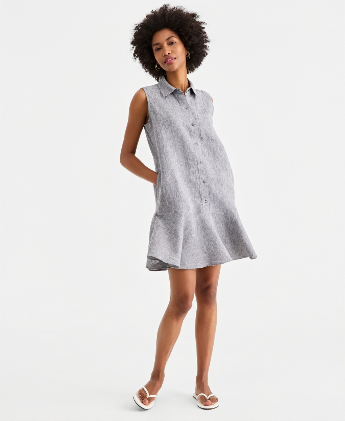 Click here for Charter Club Womens Sleeveless 100 Linen Shirtdres... prices