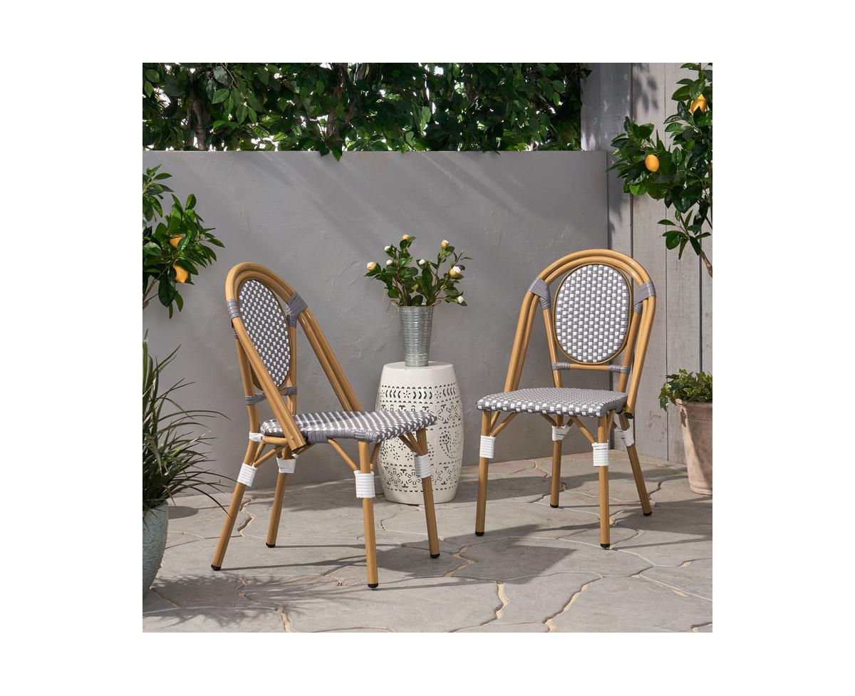 Click here for sumyeg Set of 2 Bamboo Print Aluminum Outdoor Chai... prices