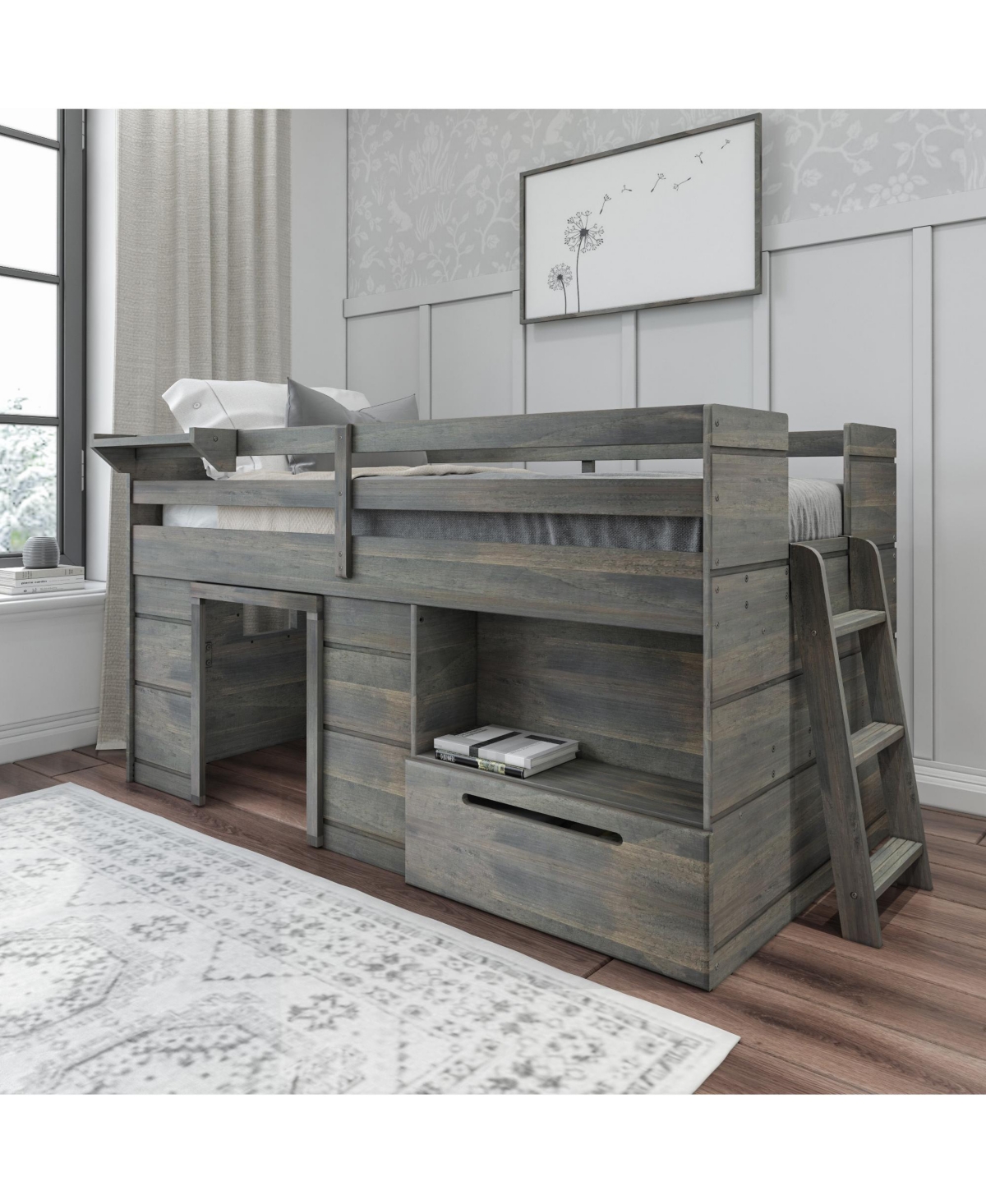 Click here for Max & Lily Modern Farmhouse Low Loft Bed with Stor... prices