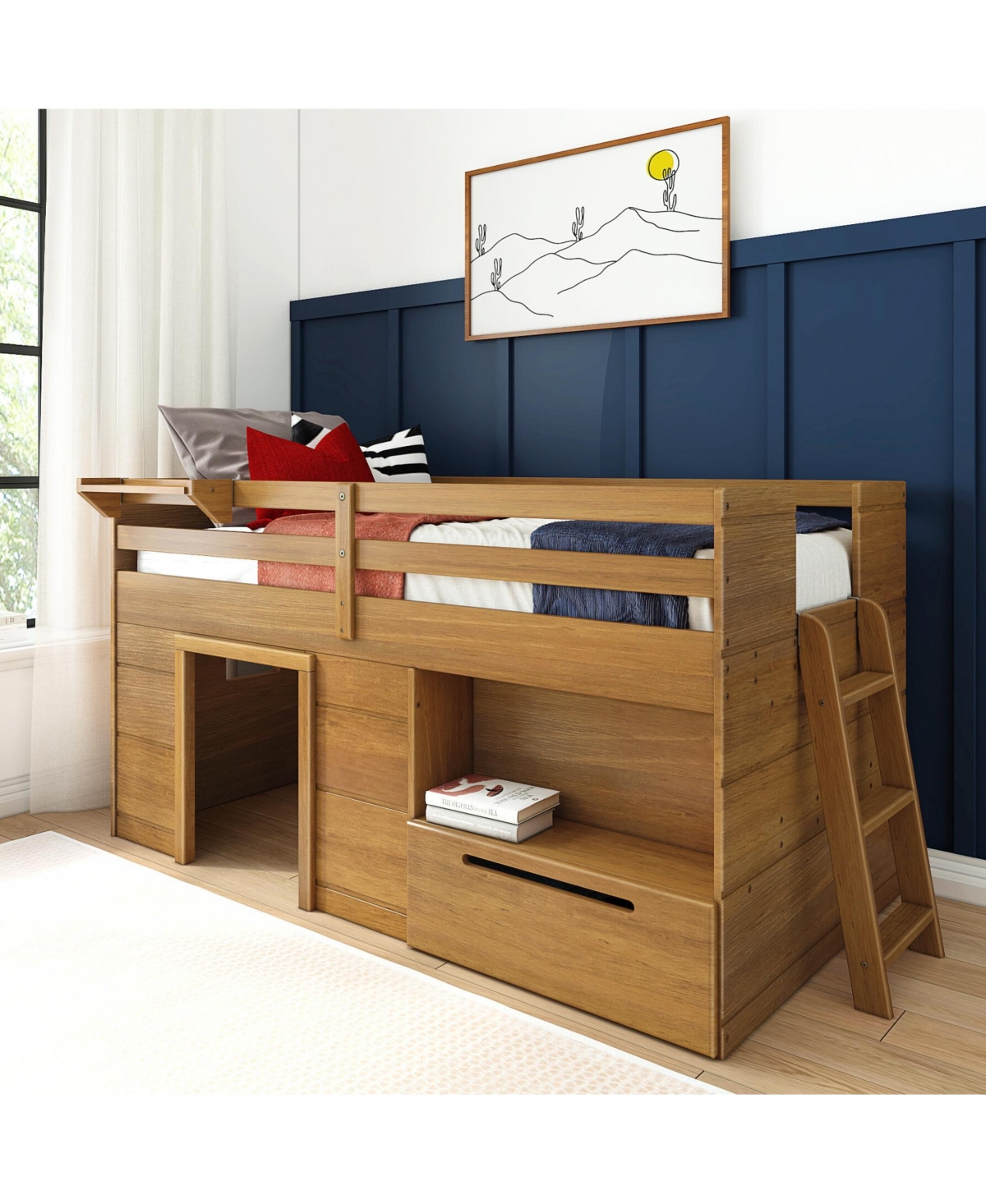 Click here for Max & Lily Modern Farmhouse Low Loft Bed with Stor... prices