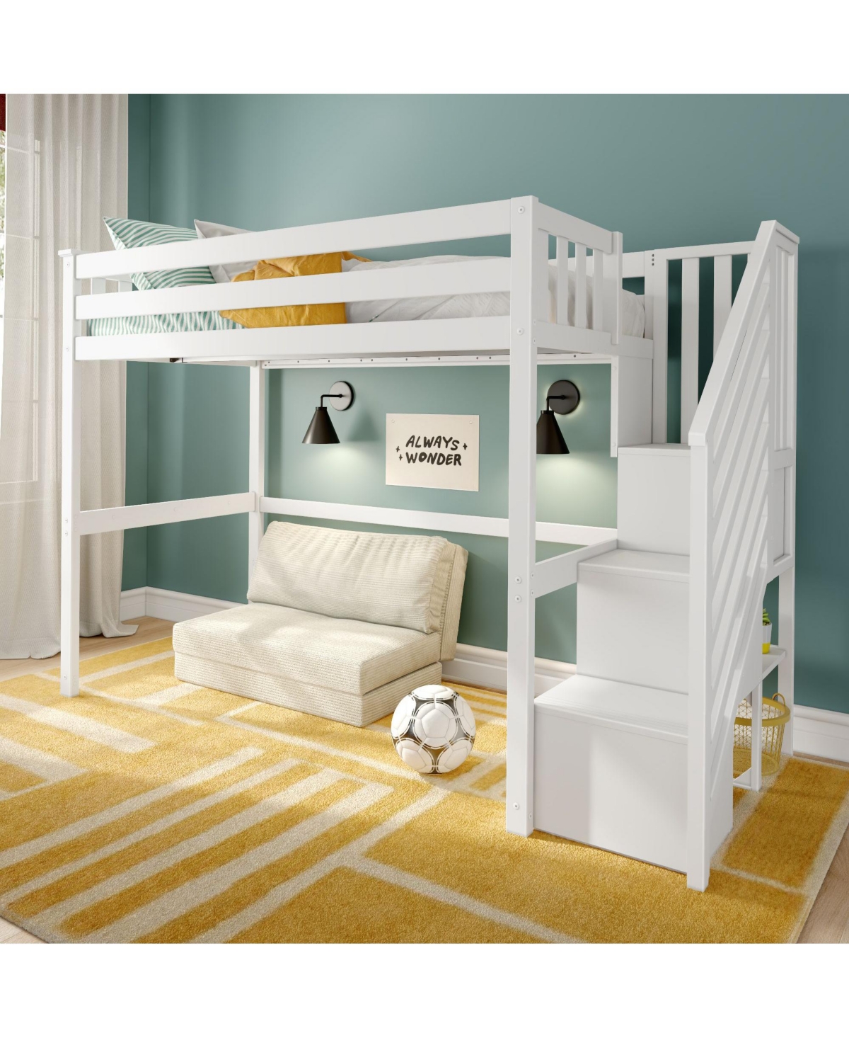 Click here for Max & Lily Classic Twin High Loft with Staircase -... prices