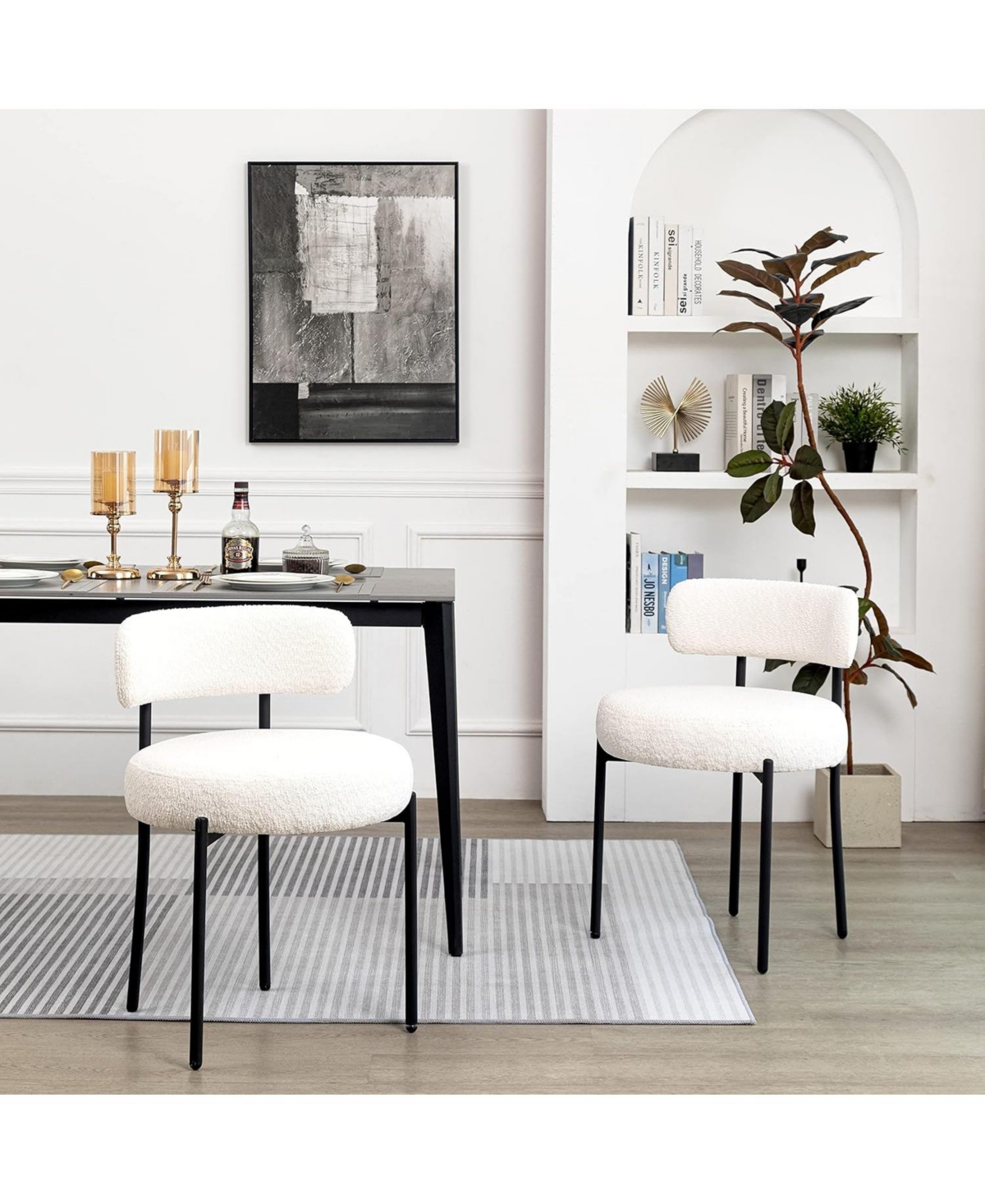 Click here for Dyhome Boucle Dining Chairs Set of 1  Upholstered... prices