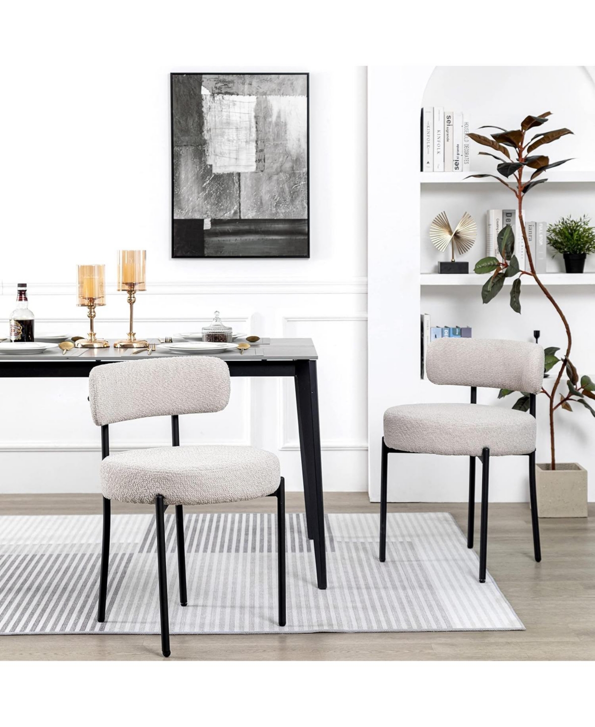 Click here for Dyhome Boucle Dining Chairs Set of 1  Upholstered... prices