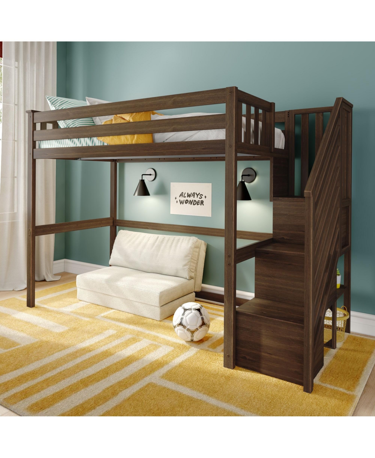 Click here for Max & Lily Classic Twin High Loft with Staircase -... prices