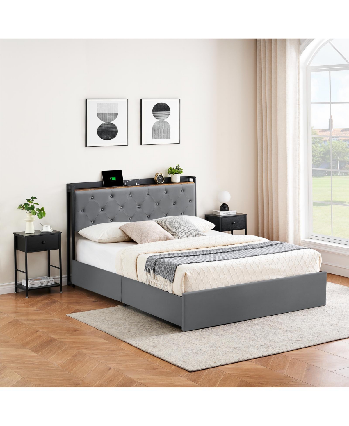 Click here for Homfan Bed Frame with Four Storage Drawers and Usb... prices