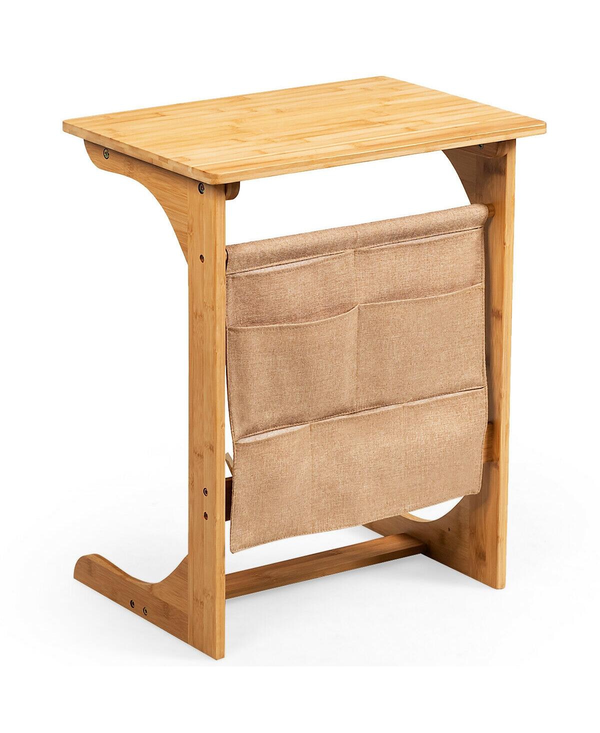 Click here for Sugift Bamboo Sofa Side Table with Storage Pocket... prices