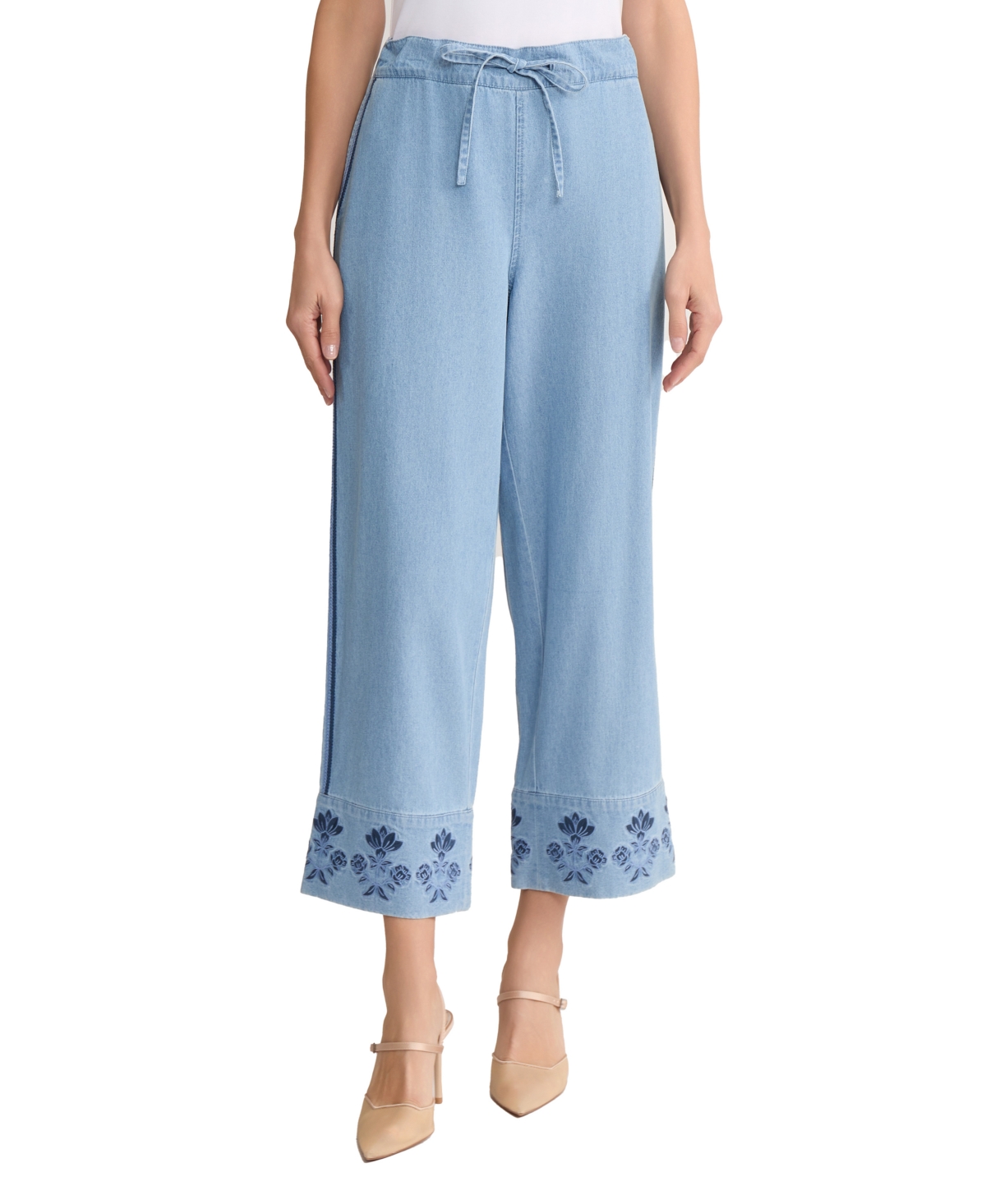 Click here for Jones New York Womens Embroidered Wide-Leg Cotton... prices